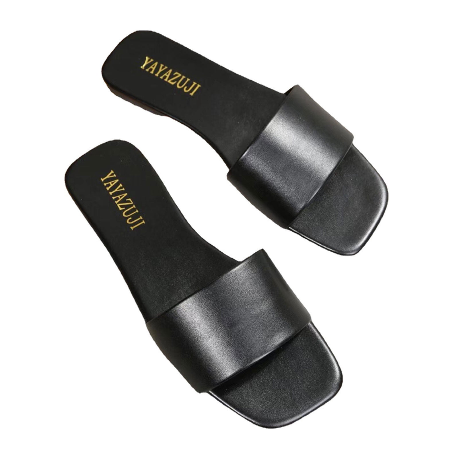 Juebong Women's Wide Width Flat Slides Sandals, Casual Comfortable ...