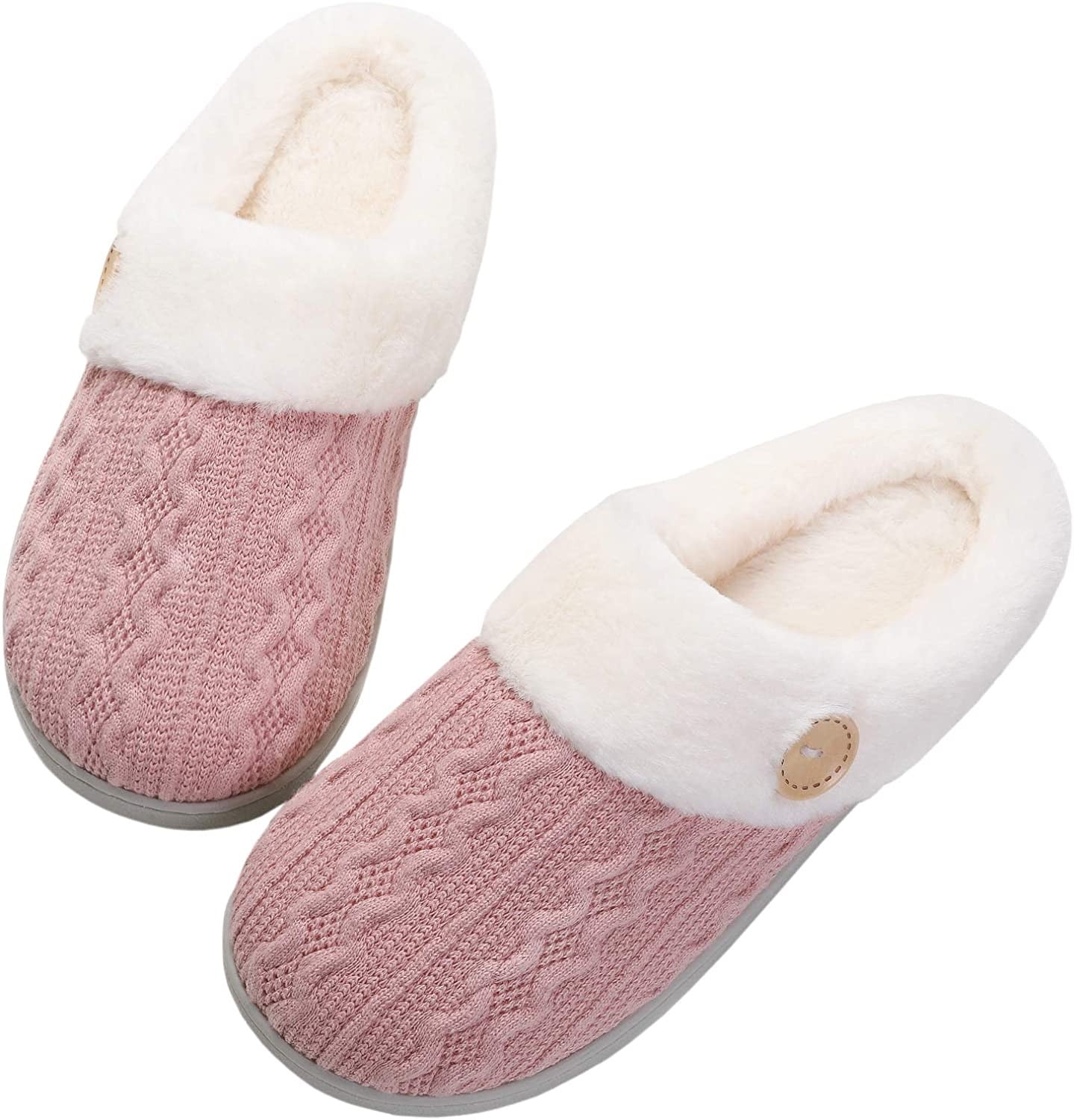 Juebong Womens Memory Foam Slippers Anti-Slip Rubber Bottom Womens Home ...