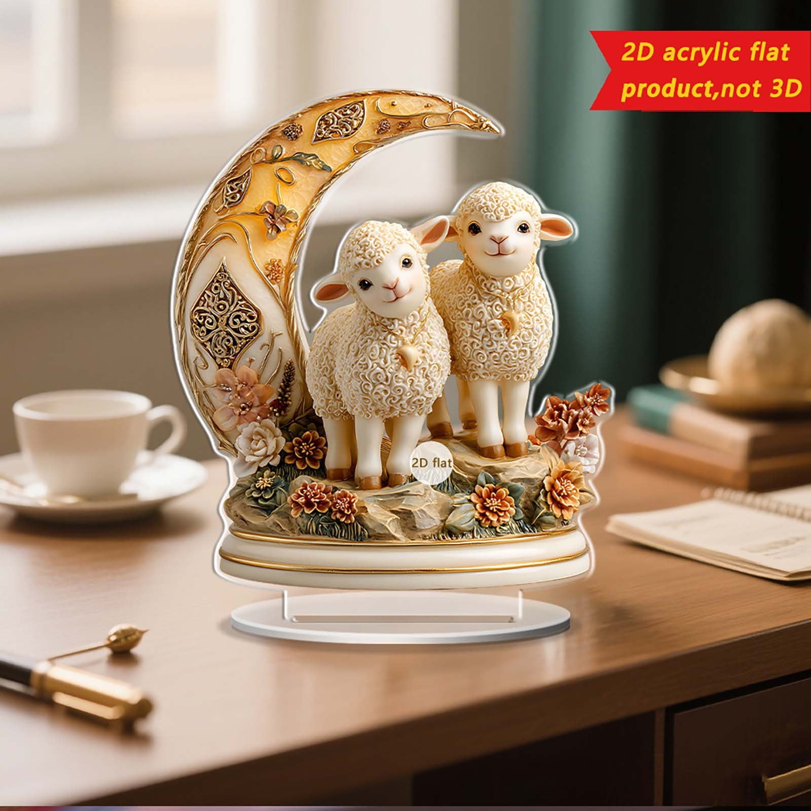 Juego de cuatro adornos de la serie Cordero, planos en 2D, para sala de estar, manualidades ...