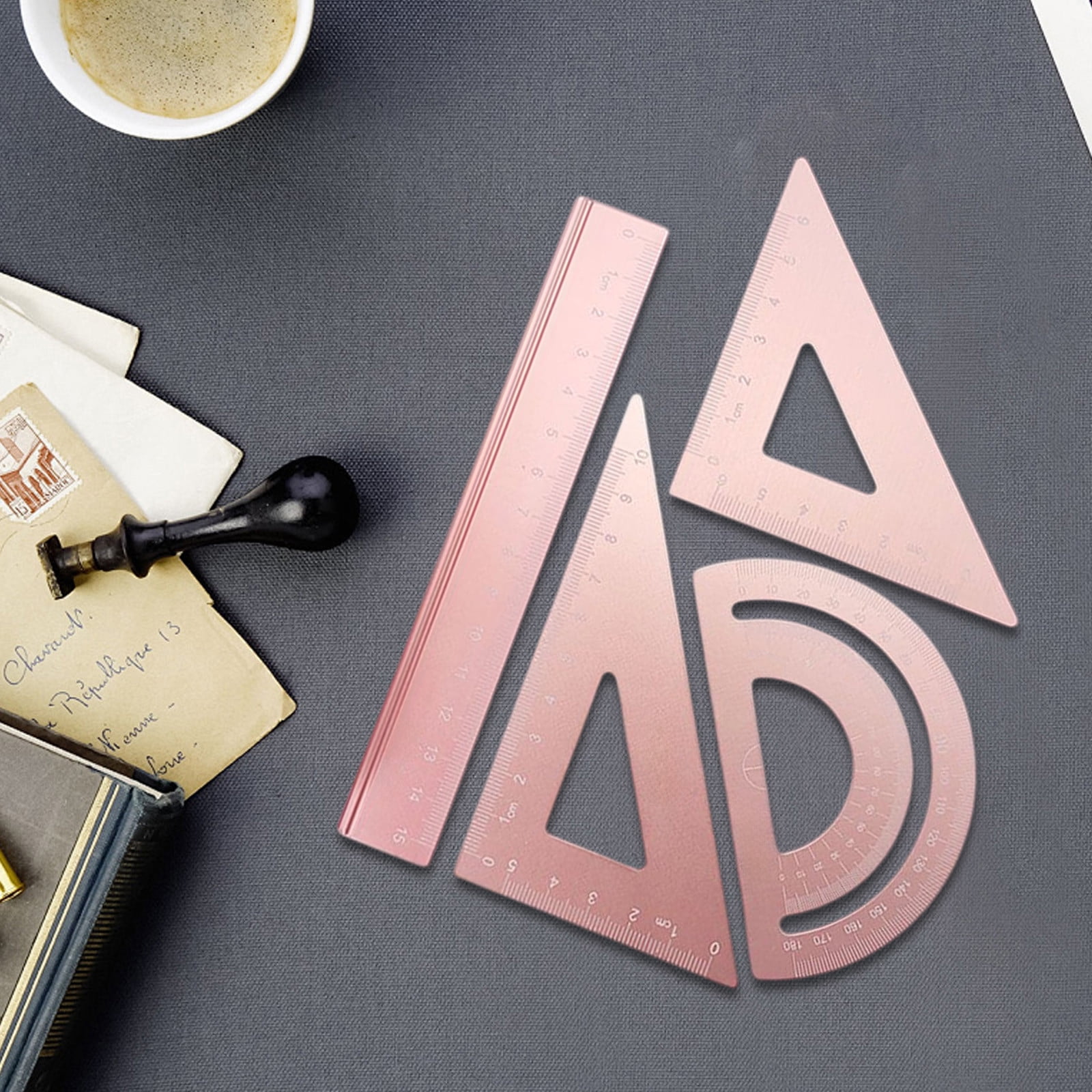 Juego de reglas de aleación de aluminio para estudiantes, regla de ...