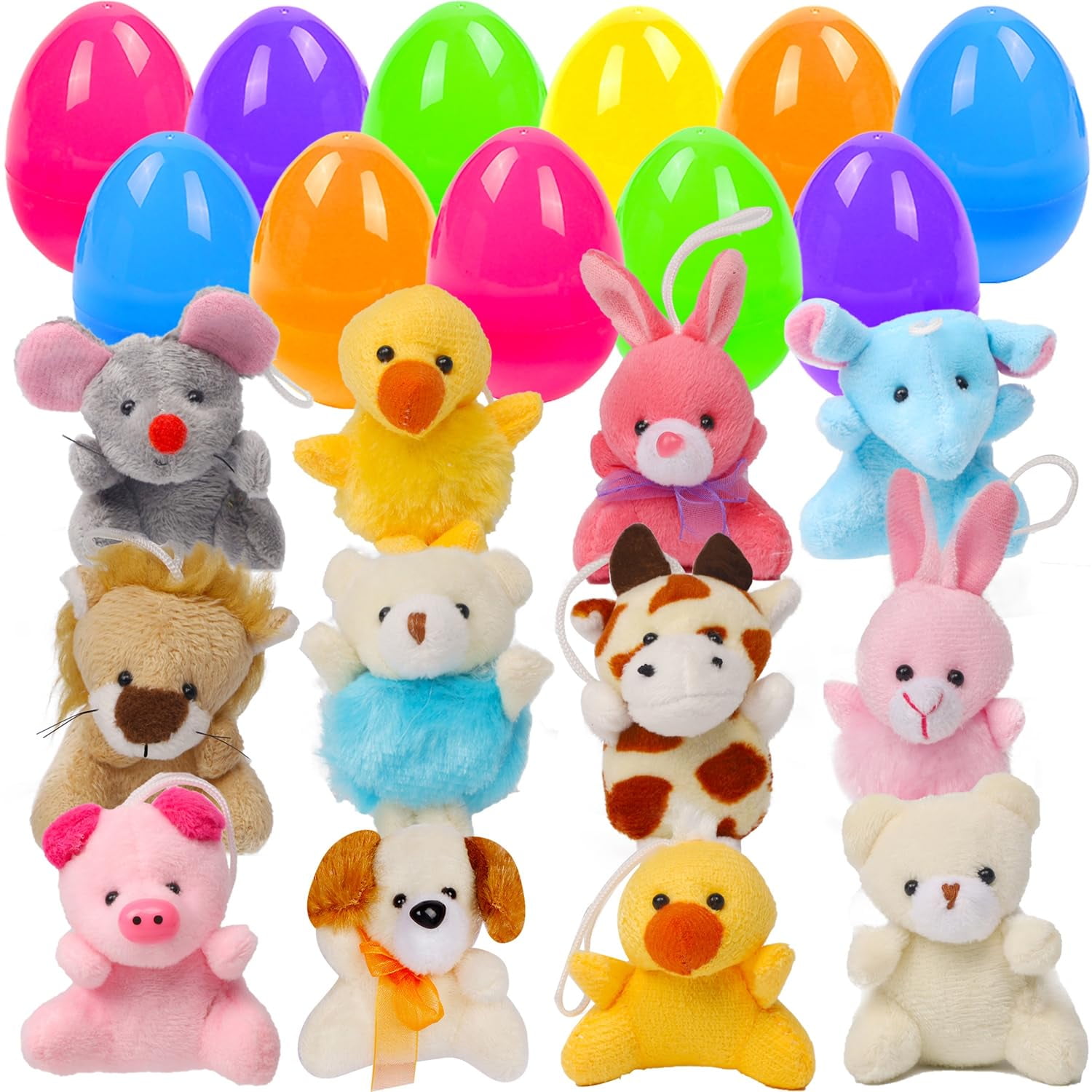 Juegoal 12 Pack Easter Eggs Filled with Mini Plush Toy Set, Cute Small ...
