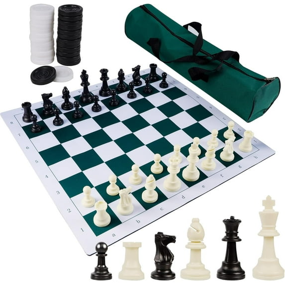 Juegoal 20" Portable Chess and Checkers Set, 2-in-1 Travel Board Games ...