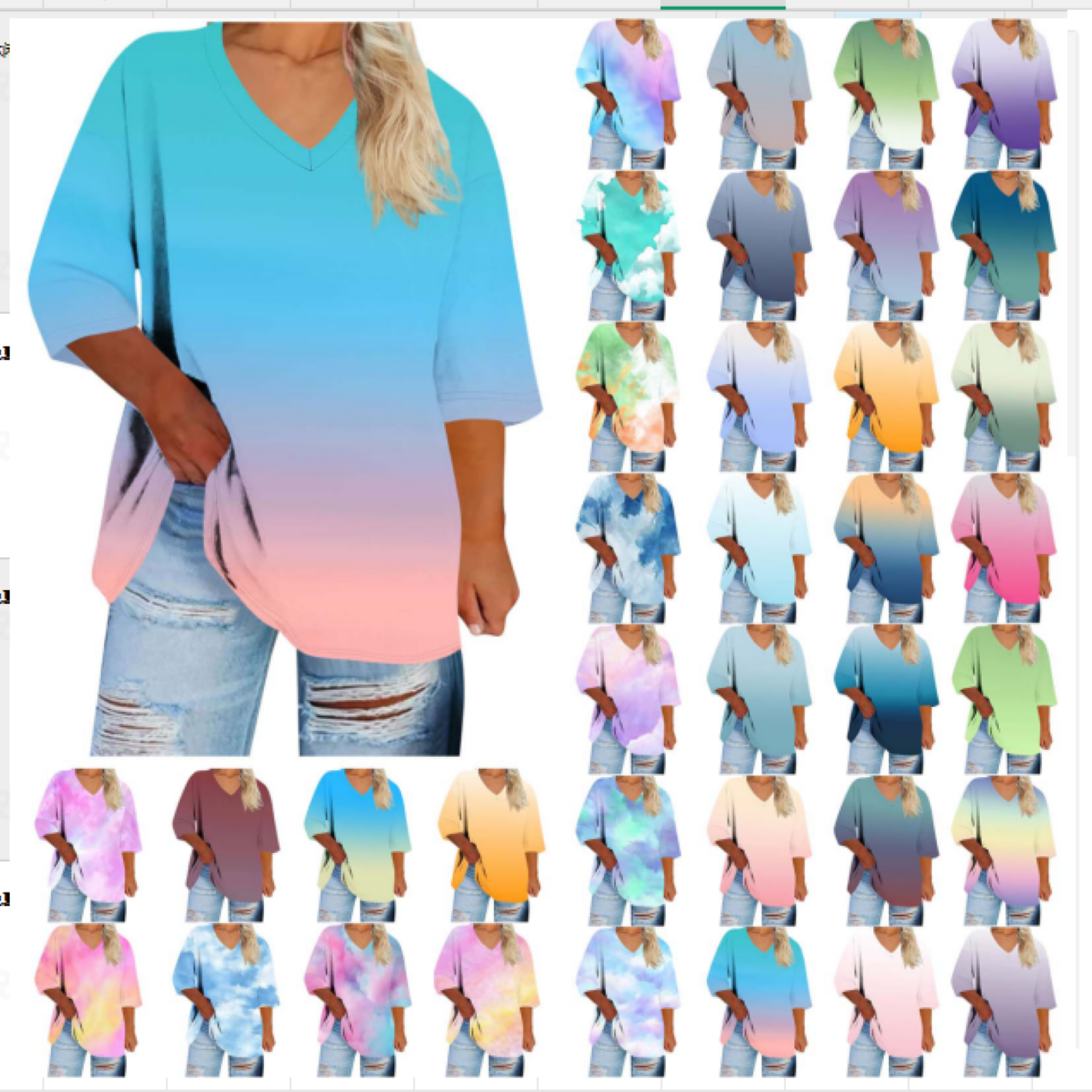 Juesizh Plus Size Shirts for Women V Neck 3/4 Sleeve Pullover Tee Tops ...