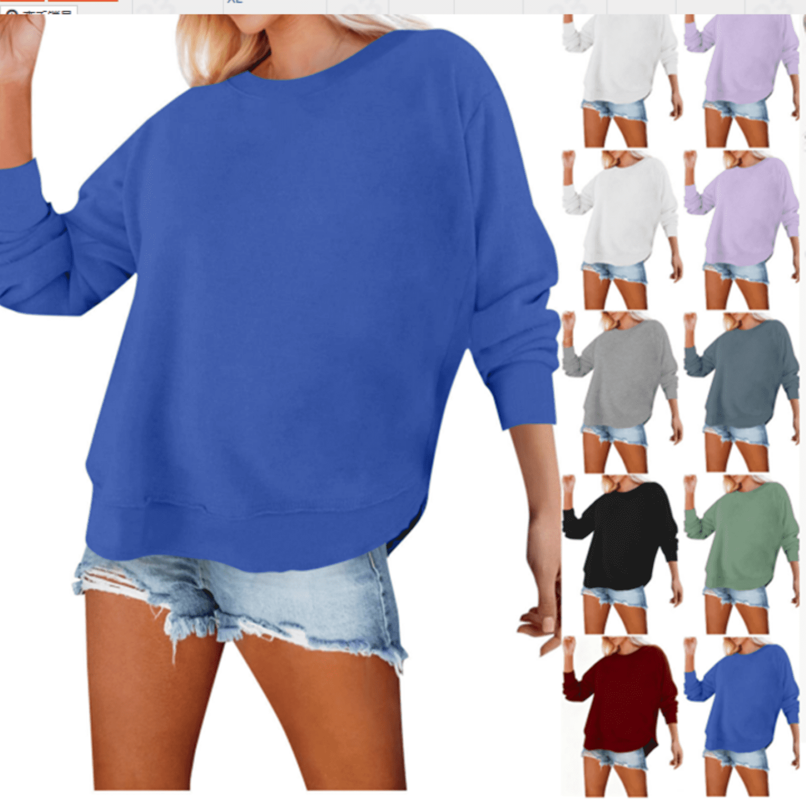 Juesizh Womens Long Sleeve Shirts Crew Neck Shirts Tops Classic Fashion ...