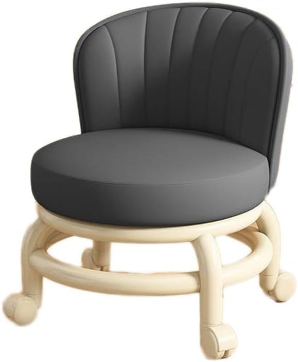 Juflix Low Rolling Stool Short Roller Seat Chair 360 Rotating Pedicure ...
