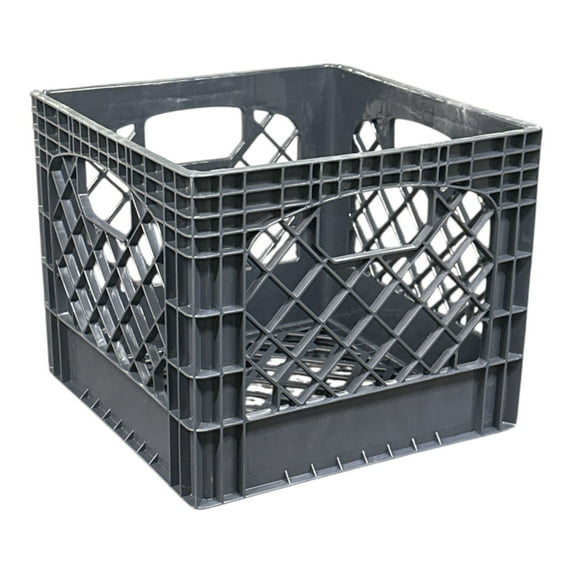 Juggernaut Storage 16QT Heavy-Duty Plastic Square Milk Crate Gray ...