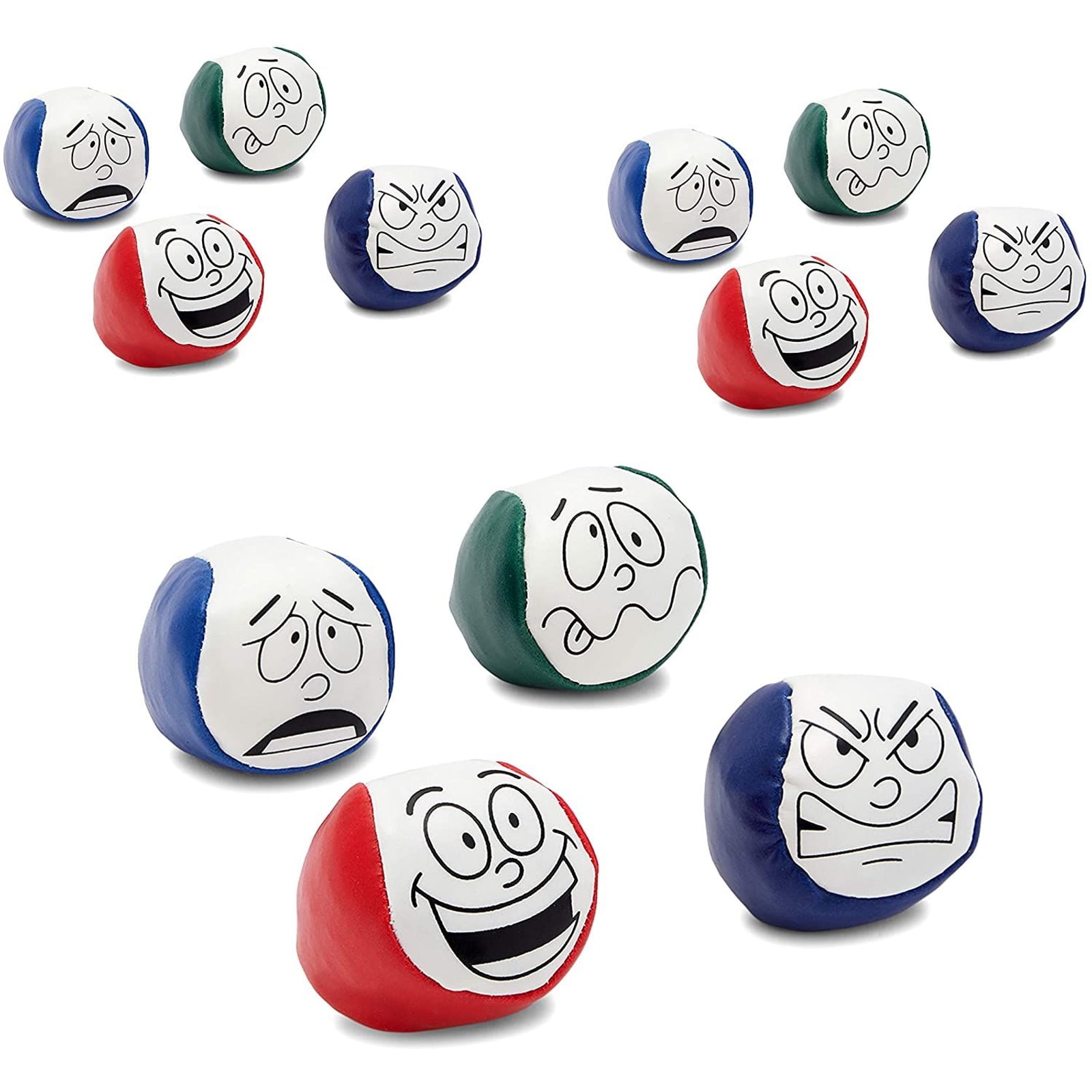 Juggling Balls, Kick Sack Bean Bags with 4 Funny Face Designs (12 Pack ...