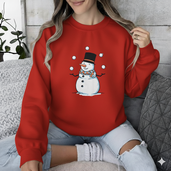 Juggling Snowman Classic Cute Winter Holiday Fun Jugglesnow Sweatshirt ...