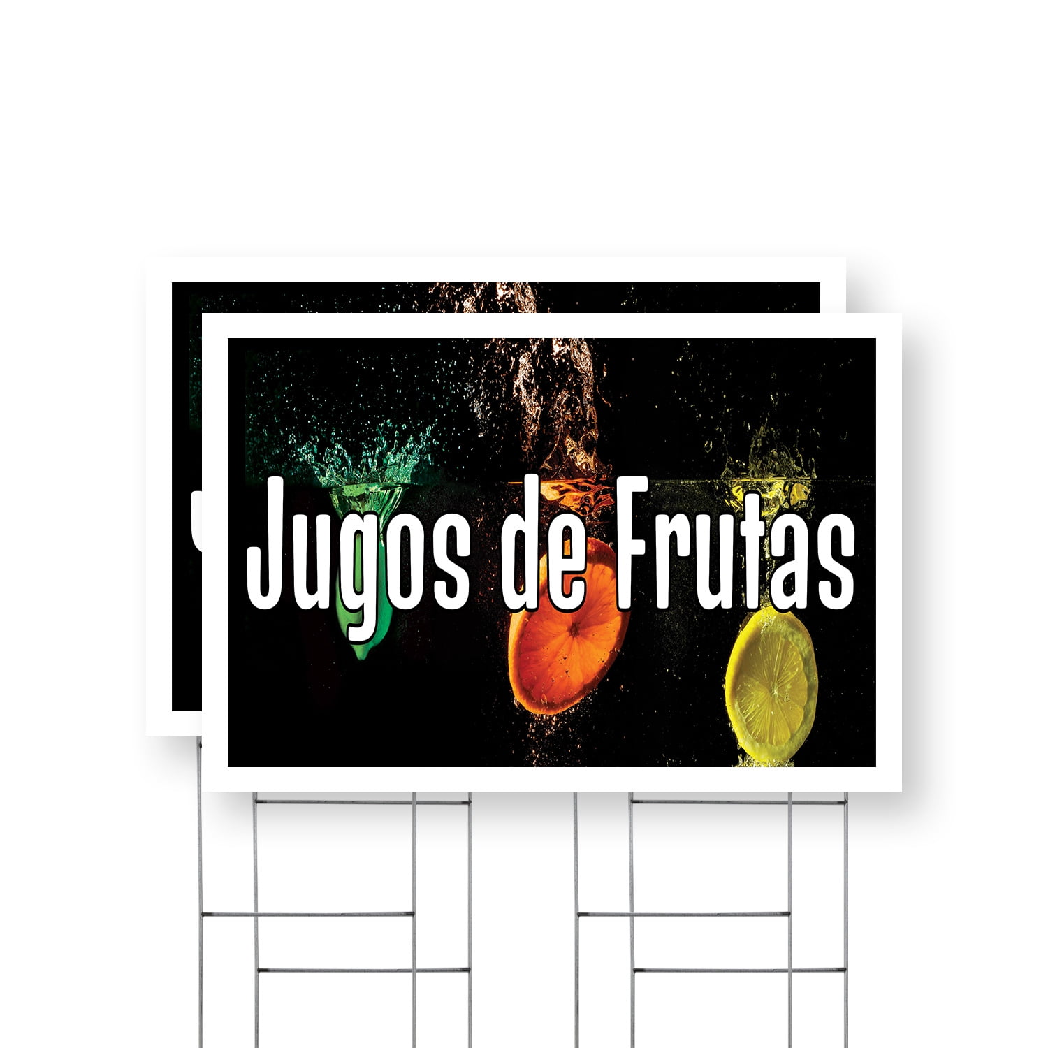 Jugos de Frutas Yard Sign 2 Pack of 24 Inch x 36 Inch Single Sided ...