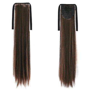Synthetic 32 inch Black Straight Hair Women’s Long Braided Ponytail ...