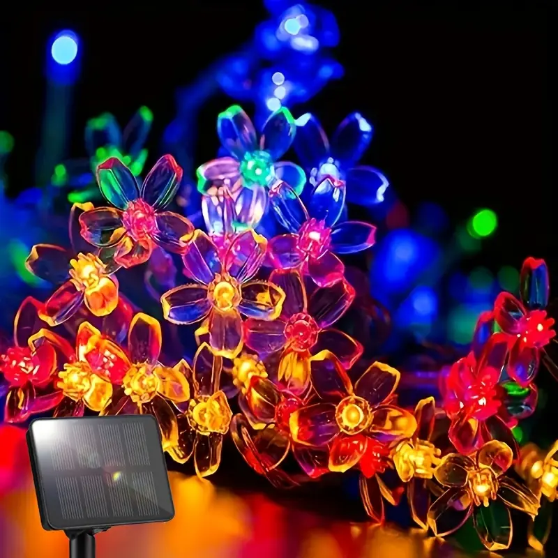 Juhefa Solar Flower String Lights, 50 LED, Waterproof, Garden/Patio ...