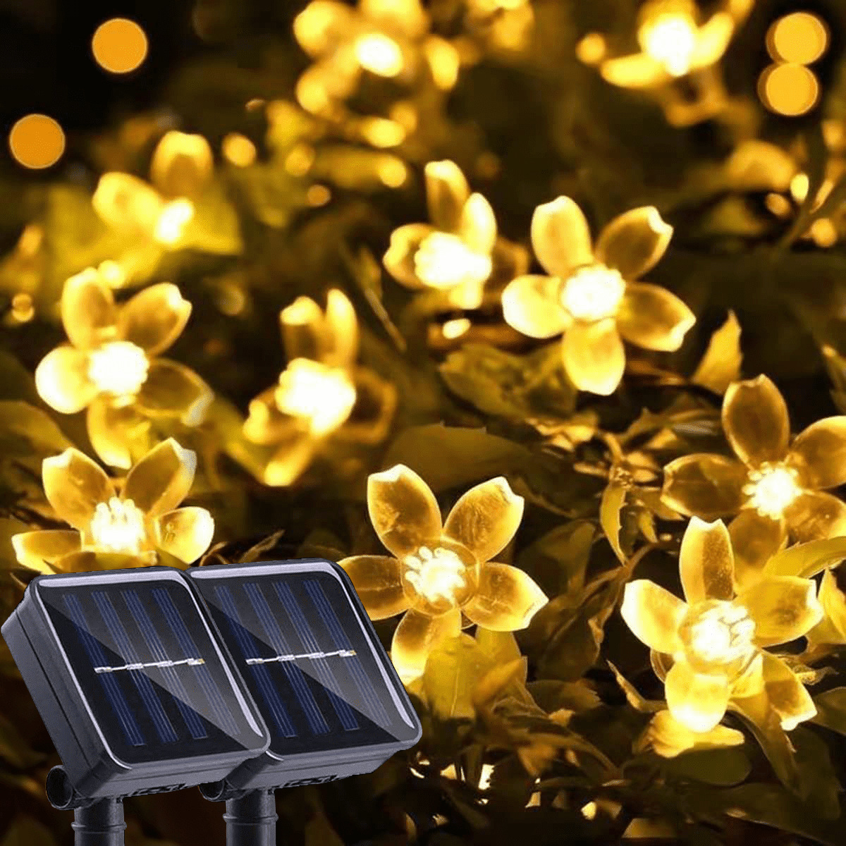 Juhefa Solar String Flower Lights 50 LED, Waterproof Fairy Light ...