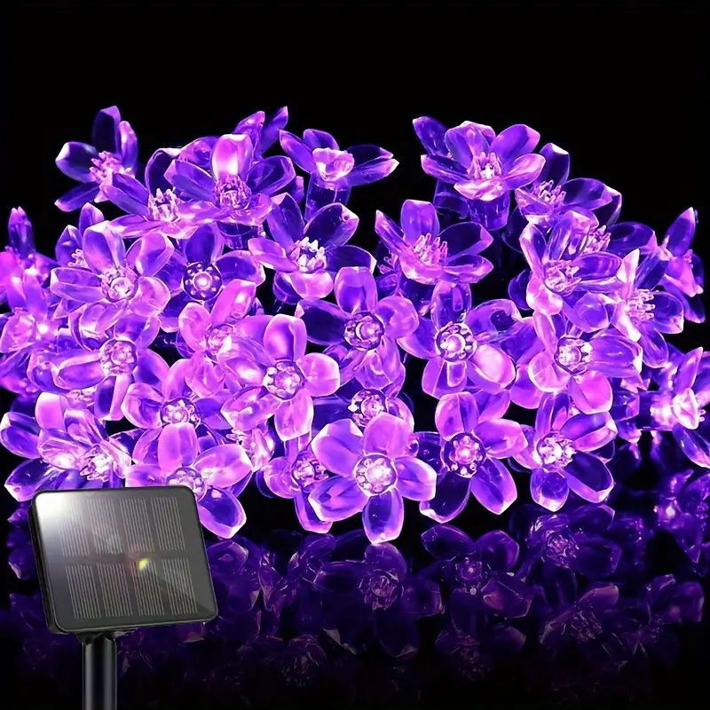 Juhefa 50 LED Solar Flower String Lights, Waterproof Outdoor Garden ...