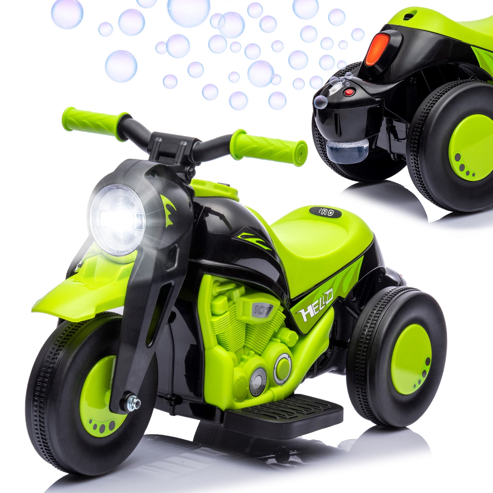 Juibresa 6V Kids Ride-On Bubble Motorcycle, Electric 3-Wheel Motorbike ...