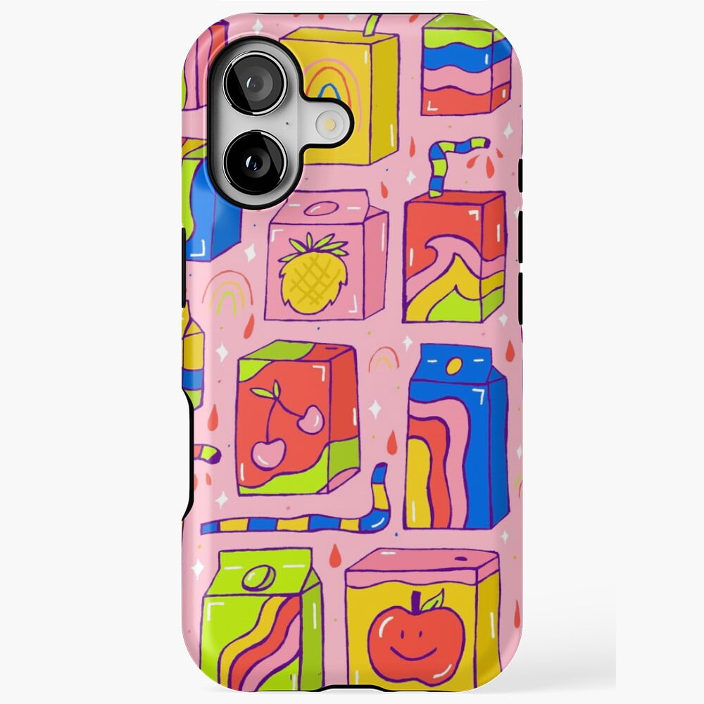Juice Box Cartoon Graphic Fun Print Case iPhone 17 11 12 13 14 15 16 ...