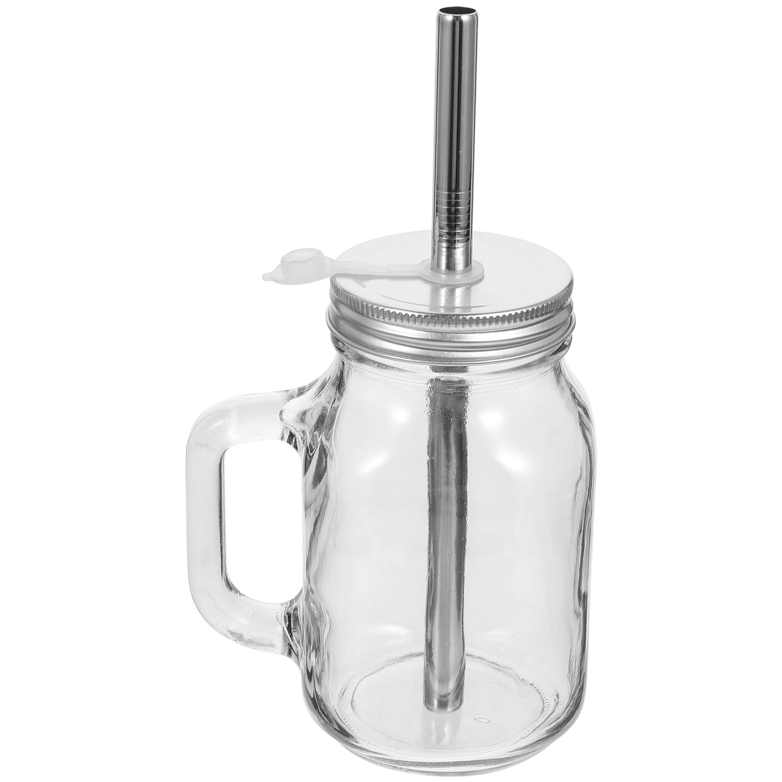 Juice Glass Drinking Cup with Straw Glasses Wide Mouth Water Bottle ...