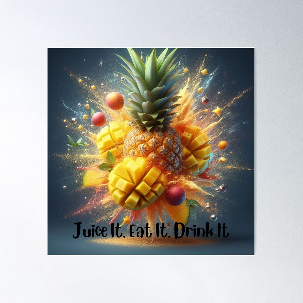 Juice It, Eat It, Drink It Poster Wall Art, Modern Wall Decor For ...