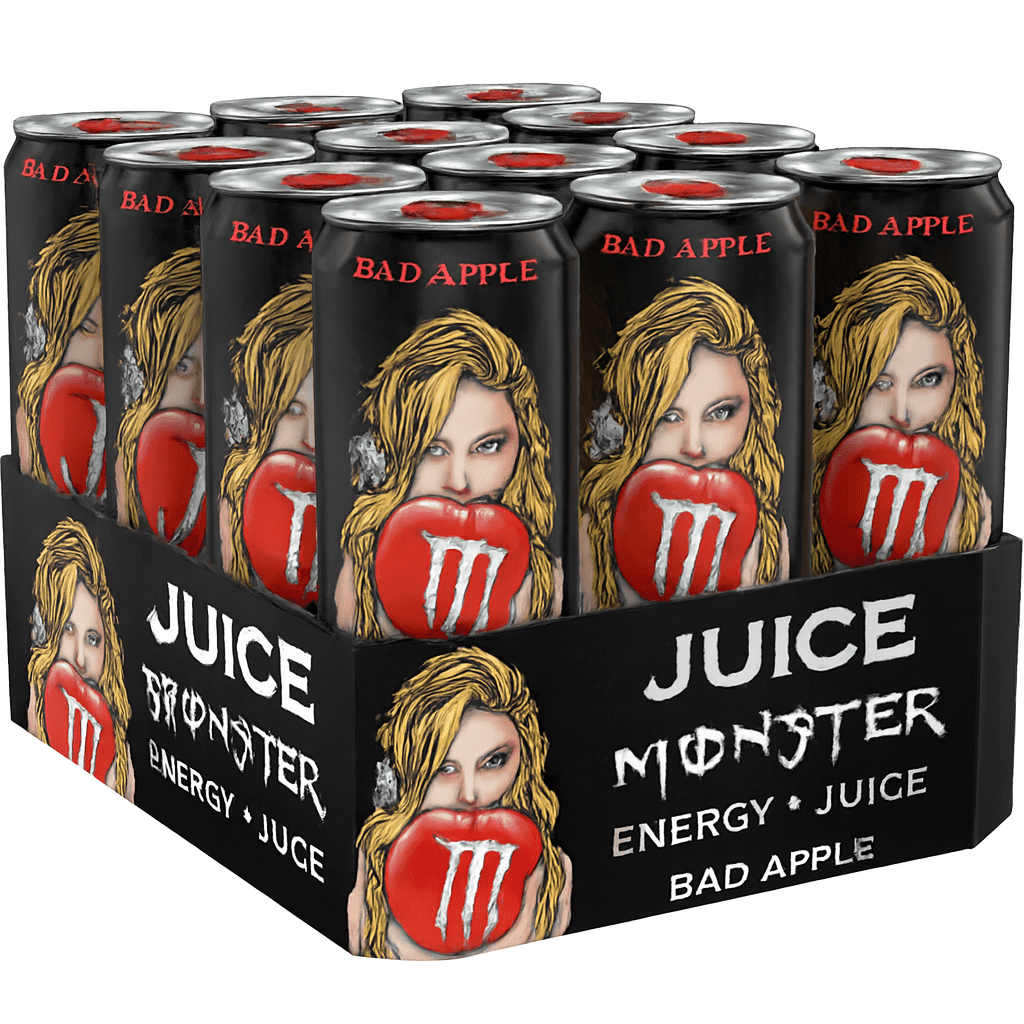 Juice Monster Bad Apple Juice + Energy Drink, 16 fl oz Cans, 12 Pack ...