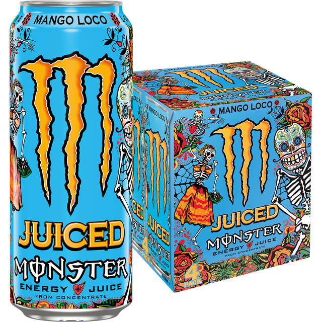Juice Monster Energy, Mango Loco, Juice + Energy, 16 fl oz, 4 Pack ...