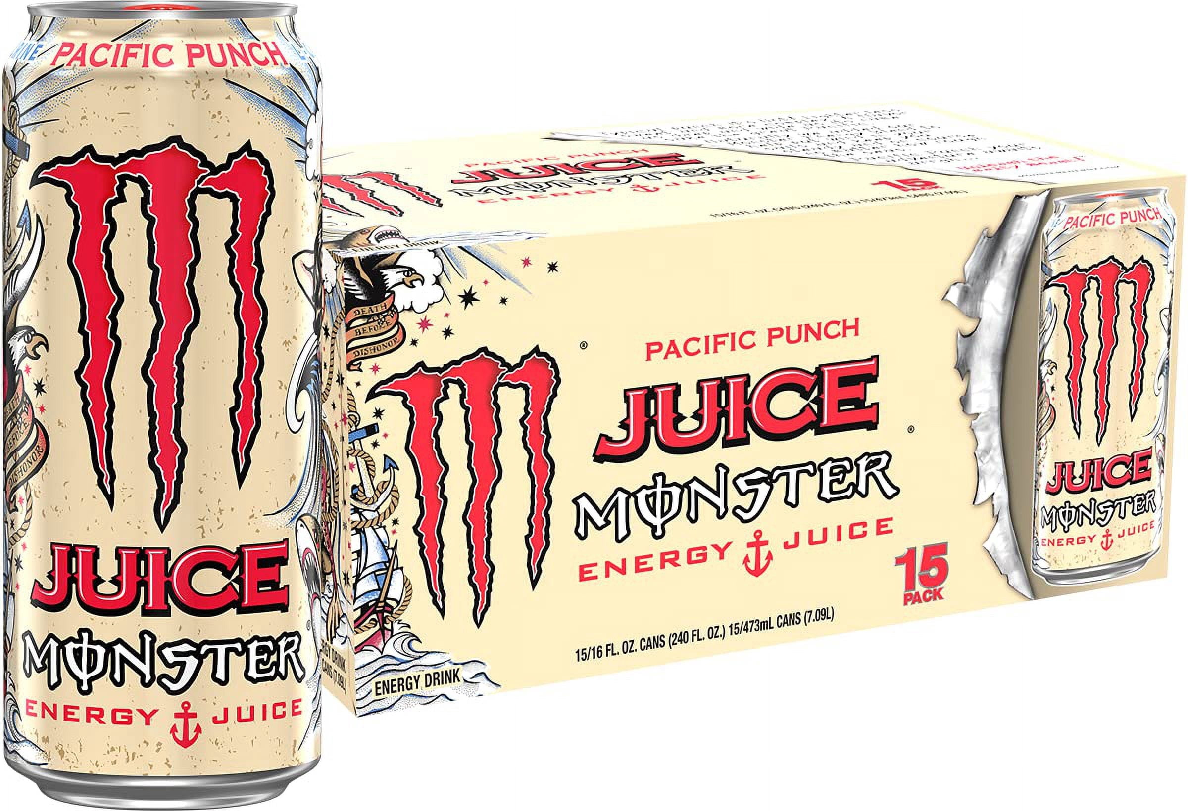 Monster Energy Juice Pacific Punch, Energy Drink, 16 Ounce, Pack Of 15 ...