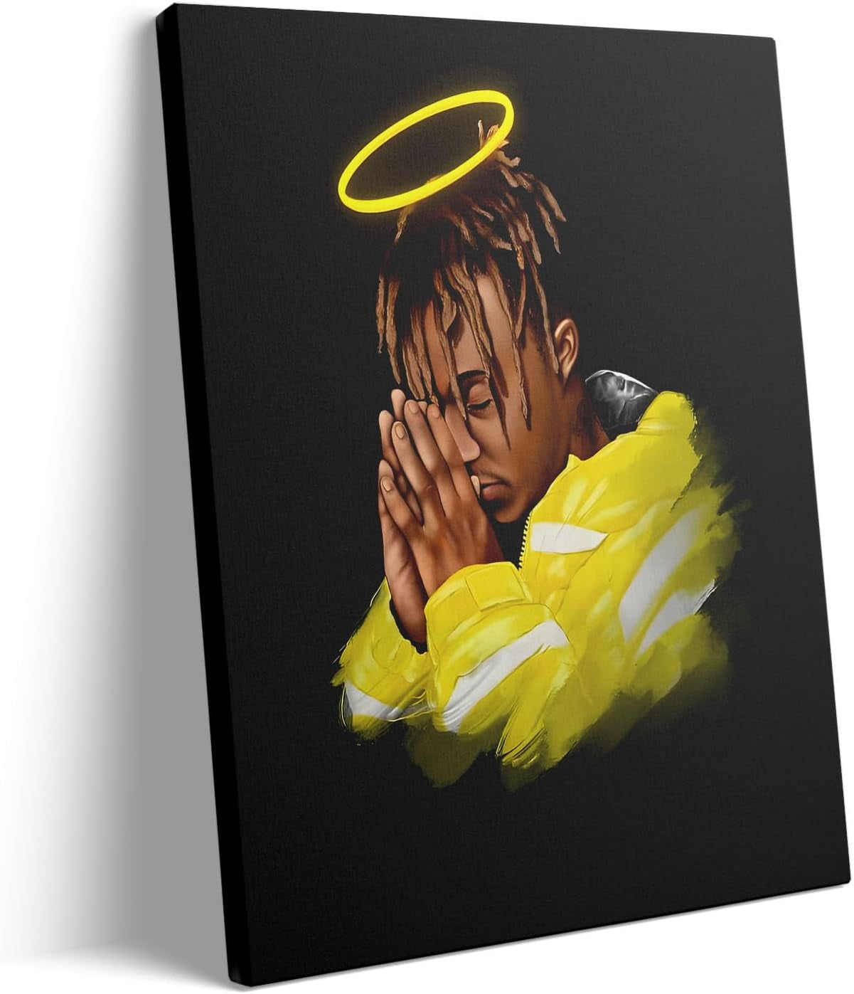 Juice WRLD Prayer Halo Canvas Wall Art Vibrant Yellow Rapper Portrait ...
