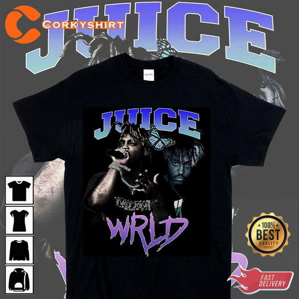 Juice Wrld Hip Hop Retro Vintage Bootleg Rap T-shirt Design - Walmart.com