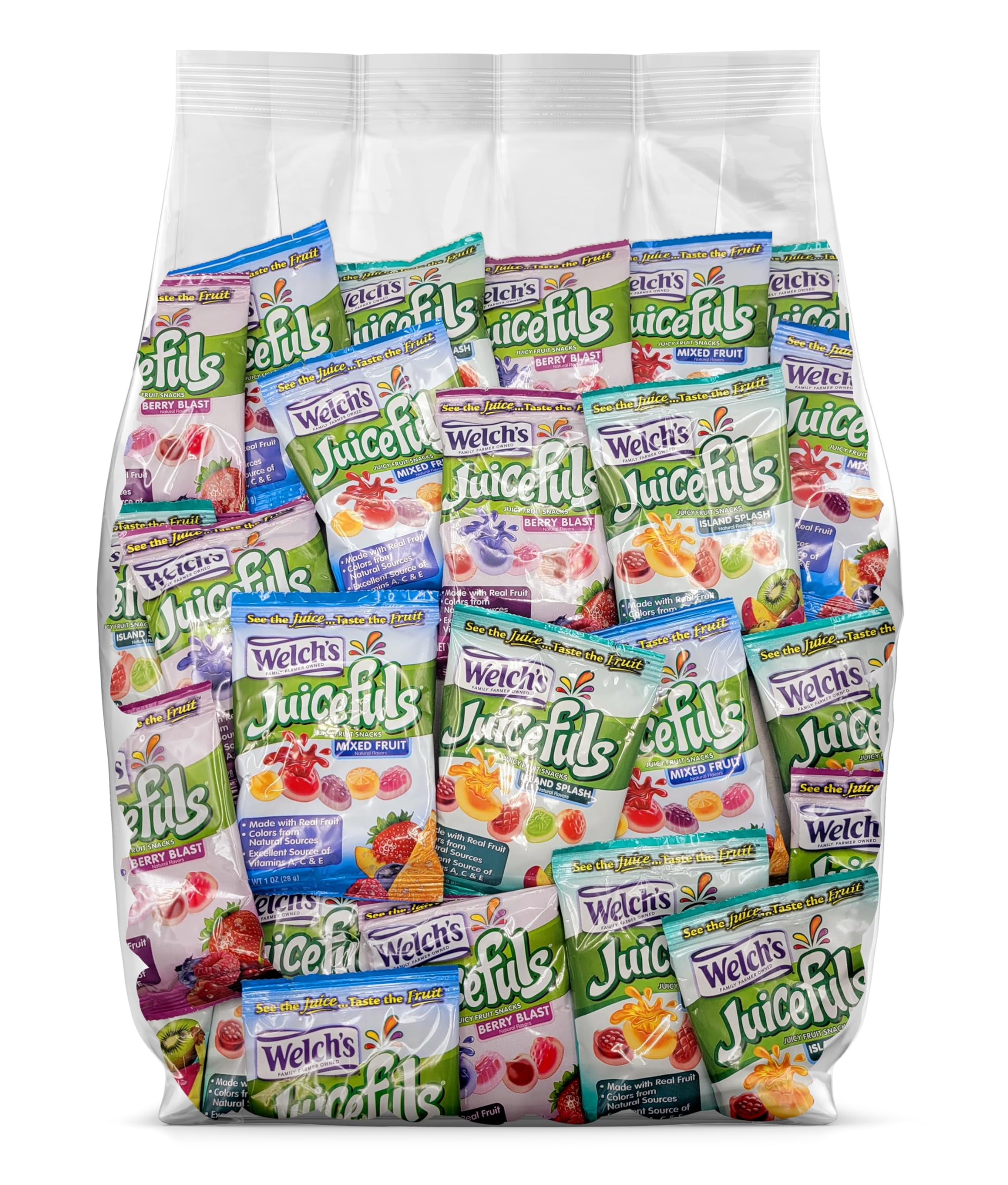 Juicefuls Fruit Snacks, XEF1 25 Individually Wrapped 1oz Assorted Fruit ...