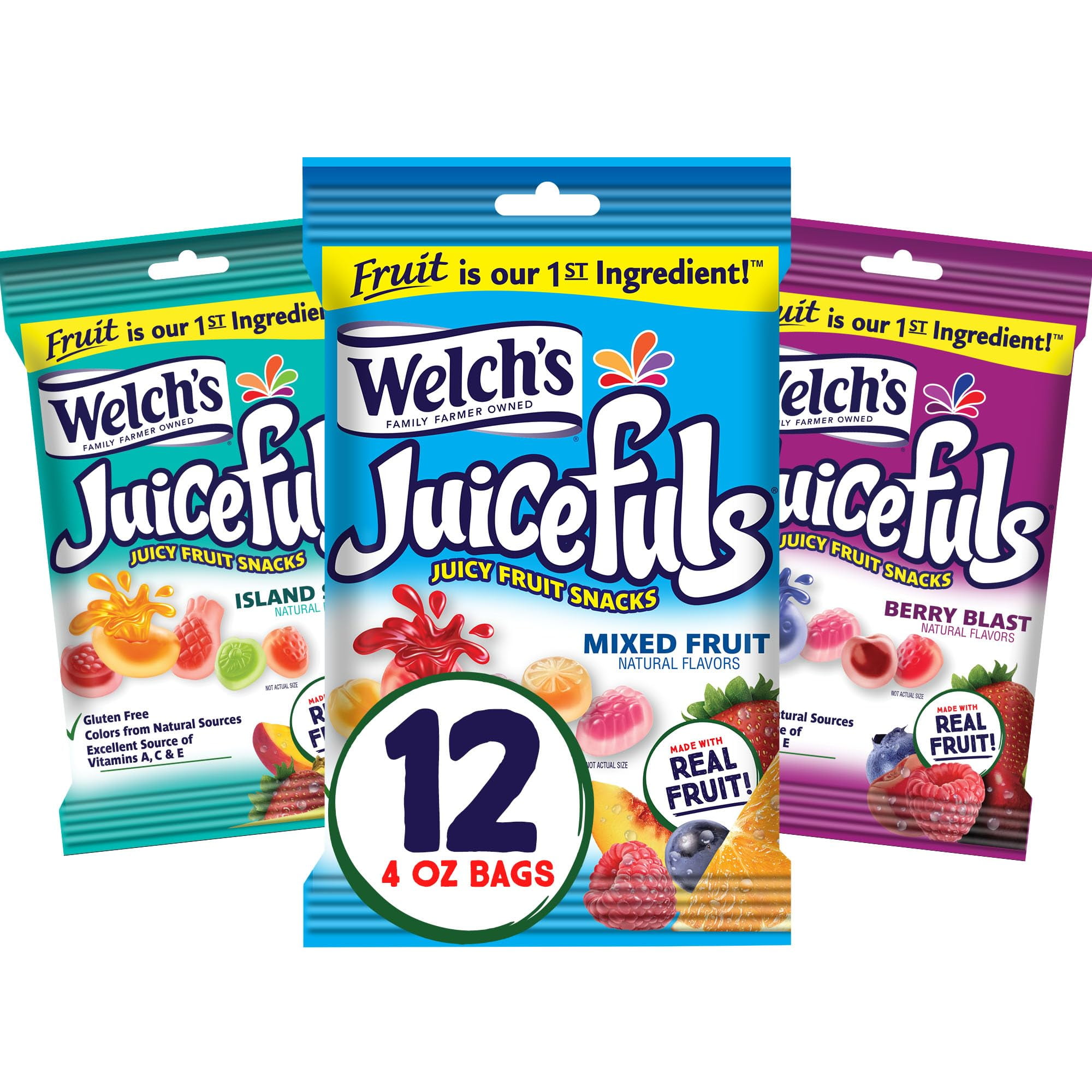 Juicefuls Juicy Fruit Snacks, Mixed Fruit, Berry Blast & Island Splash ...