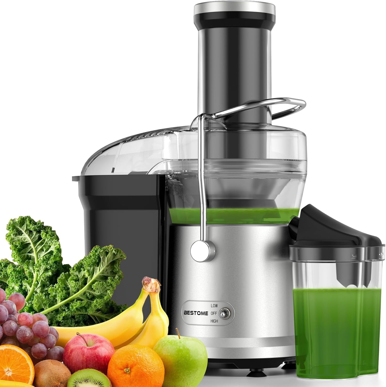 Juicer, 1200W Juicer Machine Dual Speeds Centrifugal Juice Extractor ...