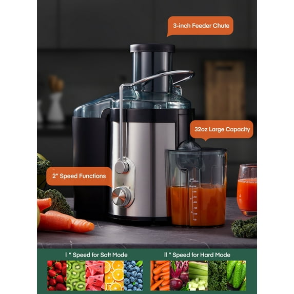 Juicer Machines 600W,Max up to 1200w, 3'' Big Mouth, Easy to Clean, Non ...