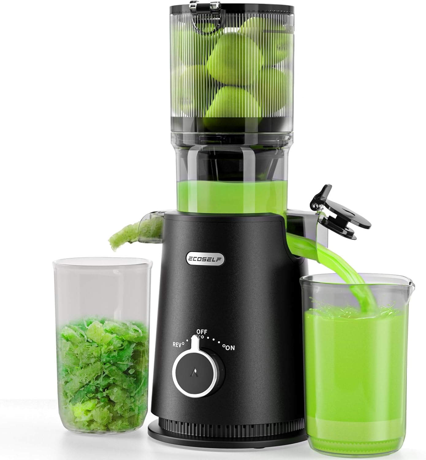 Juicer Machines, ECOSELF Cold Press Juicer with 4.35" Large Feed Chute ...