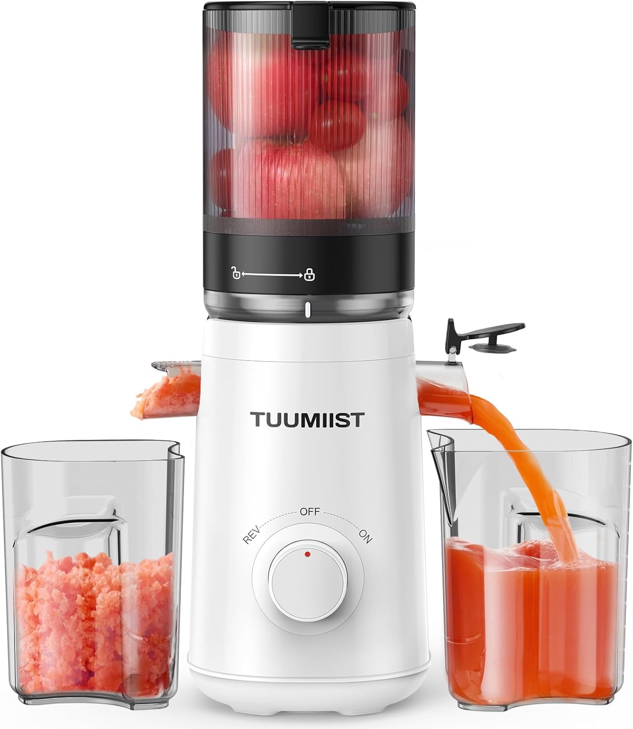 Juicer Machines, TUUMIIST Cold Press Juicer with 5.3" Extra Large Feed ...