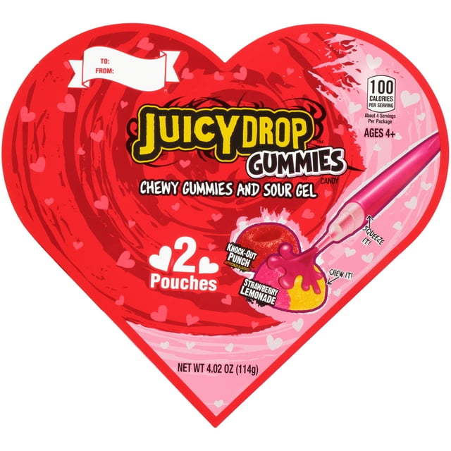 Juicy Drop Gummies Valentine’s Day Heart Shaped Gift Box, 4.02 oz ...