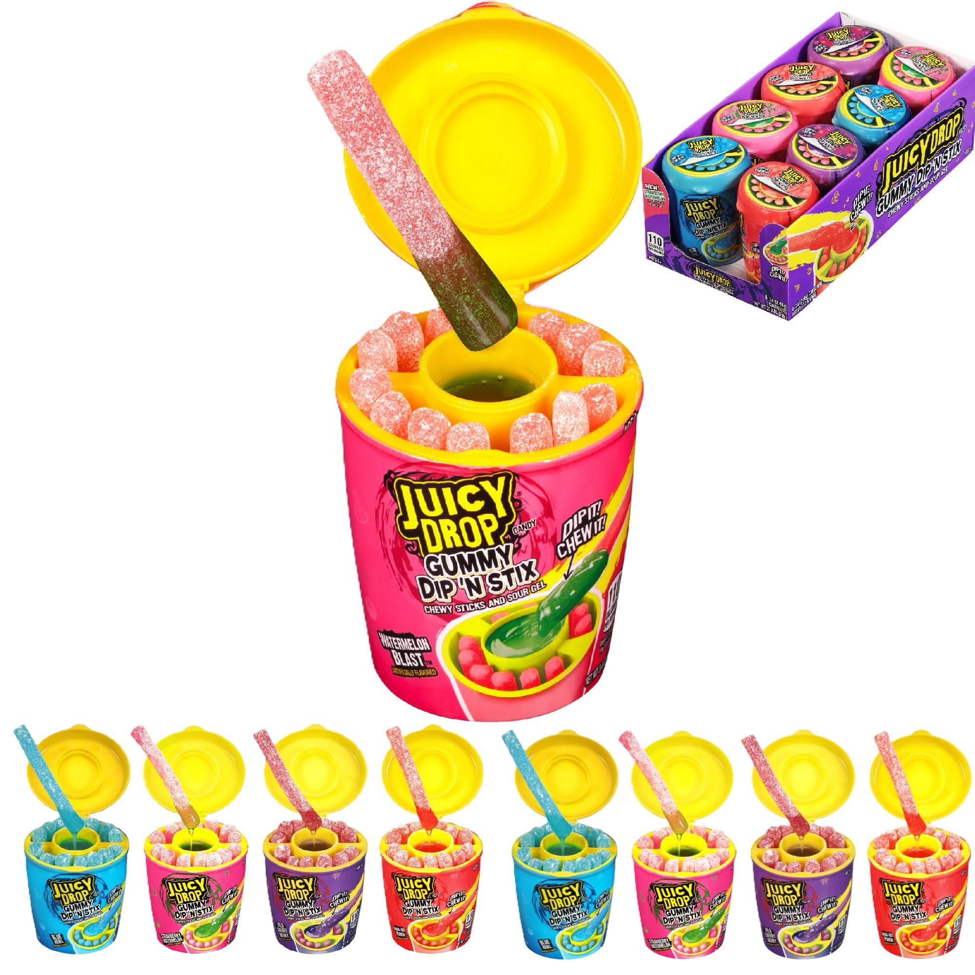 Juicy Drop Gummy Dip MFF30 'N Stix Assorted Candy Variety Pack, Sweet ...