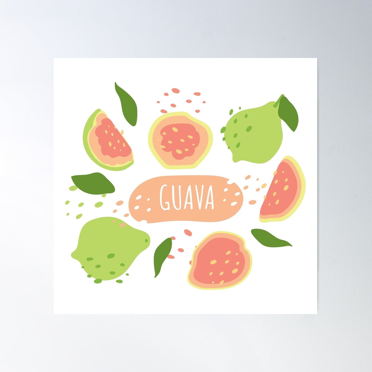 Juicy Fruit Delicious Guava Pattern Poster Wall Art, Modern Wall Decor ...