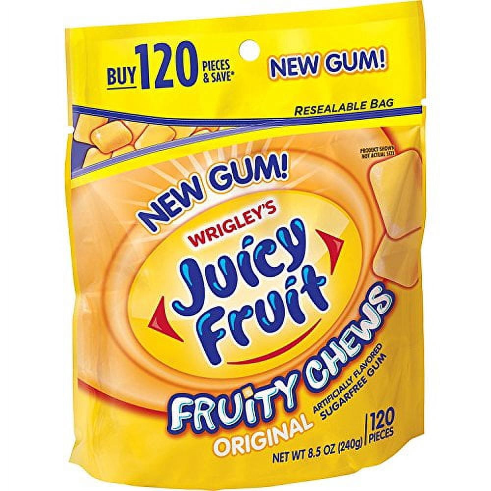 Juicy Fruit Fruity Chews Original Sugarfree Gum, 120 Piece Bag. 6 ...
