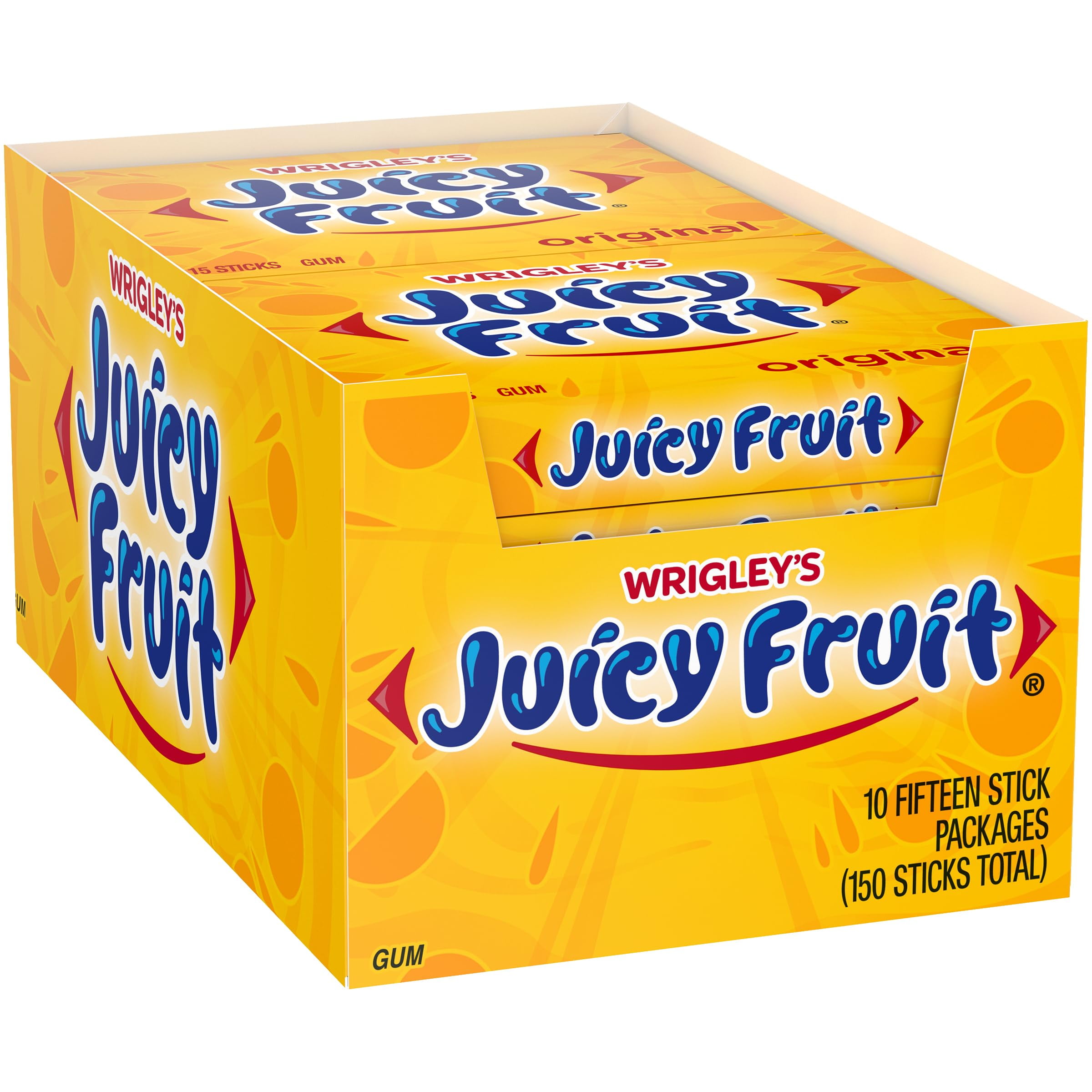Juicy Fruit Gum Original BCF26 Bubble Chewing Gum, 15 pieces (10 Pack ...