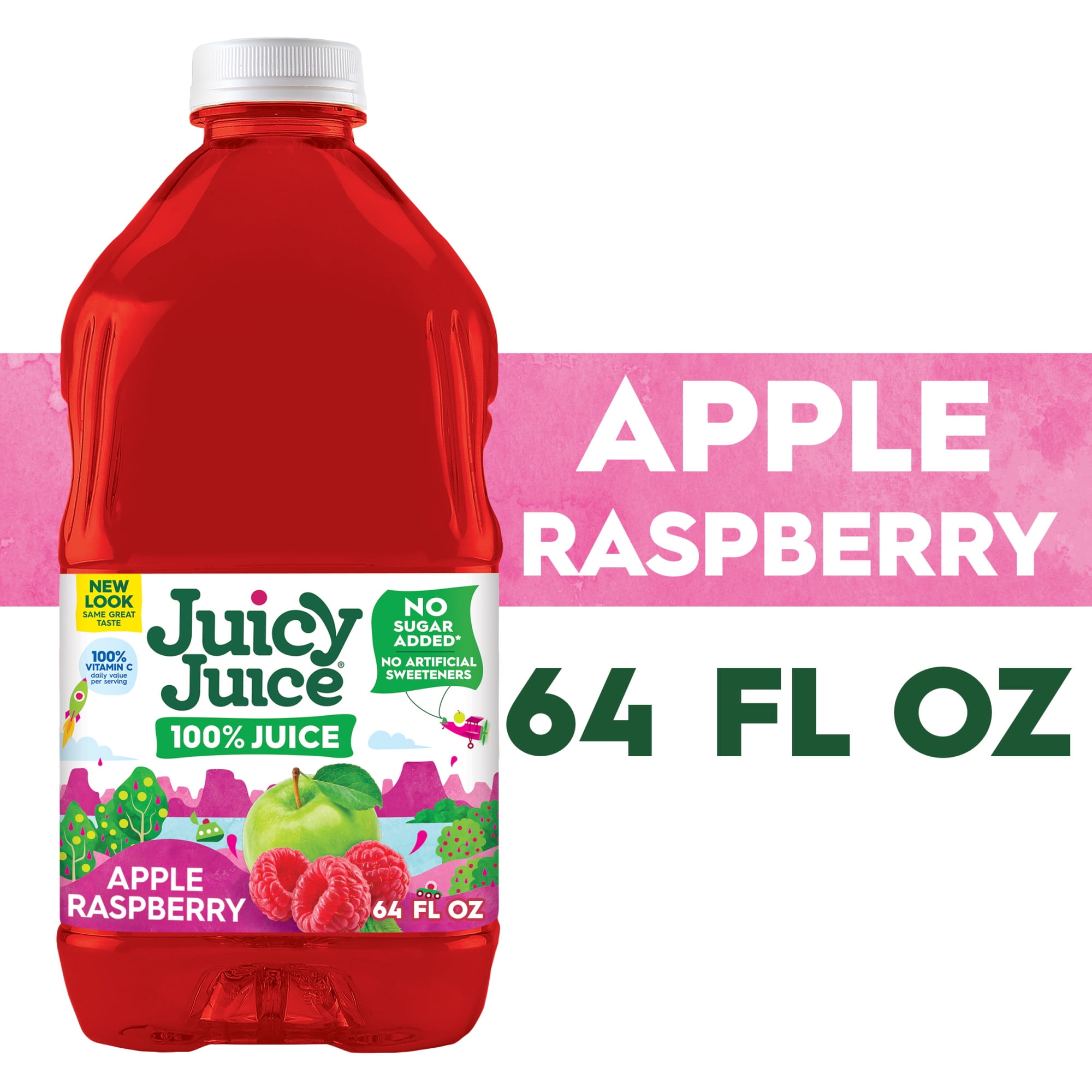 Juicy Juice Brand 100% Fruit Made Apple Raspberry Juice, 64 fl oz ...
