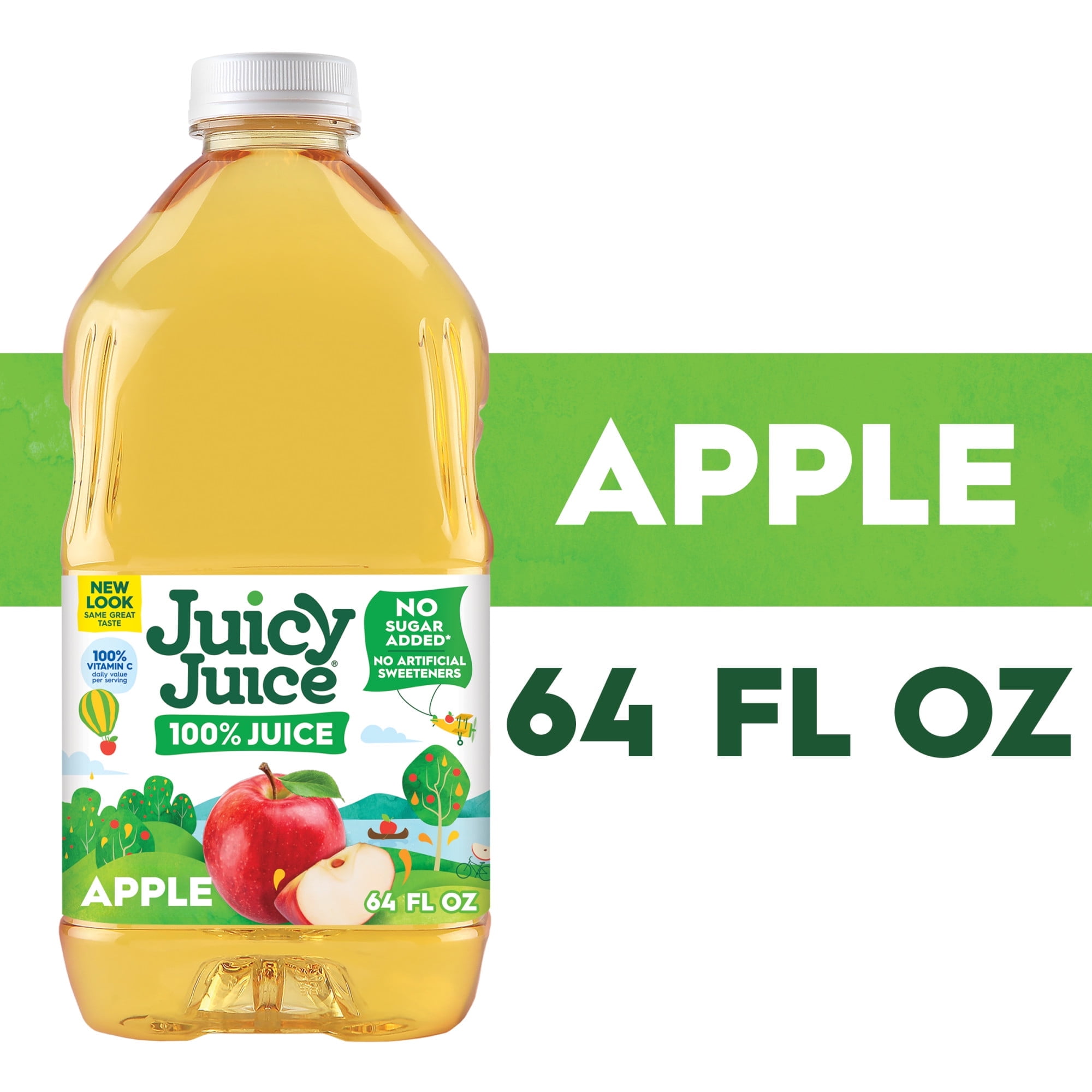 Juicy Juice 100% Juice, Apple, Shelf Stable 64 fl oz Bottle-Pack Of 4 ...