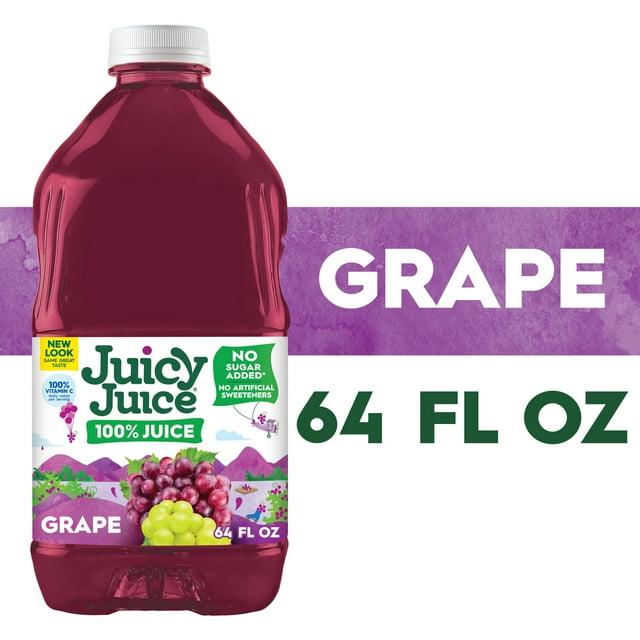 Juicy Juice 100% No Sugar Added Grape Juice, High in Vitamin C, Shelf Stable, 64 fl oz Bottle ...