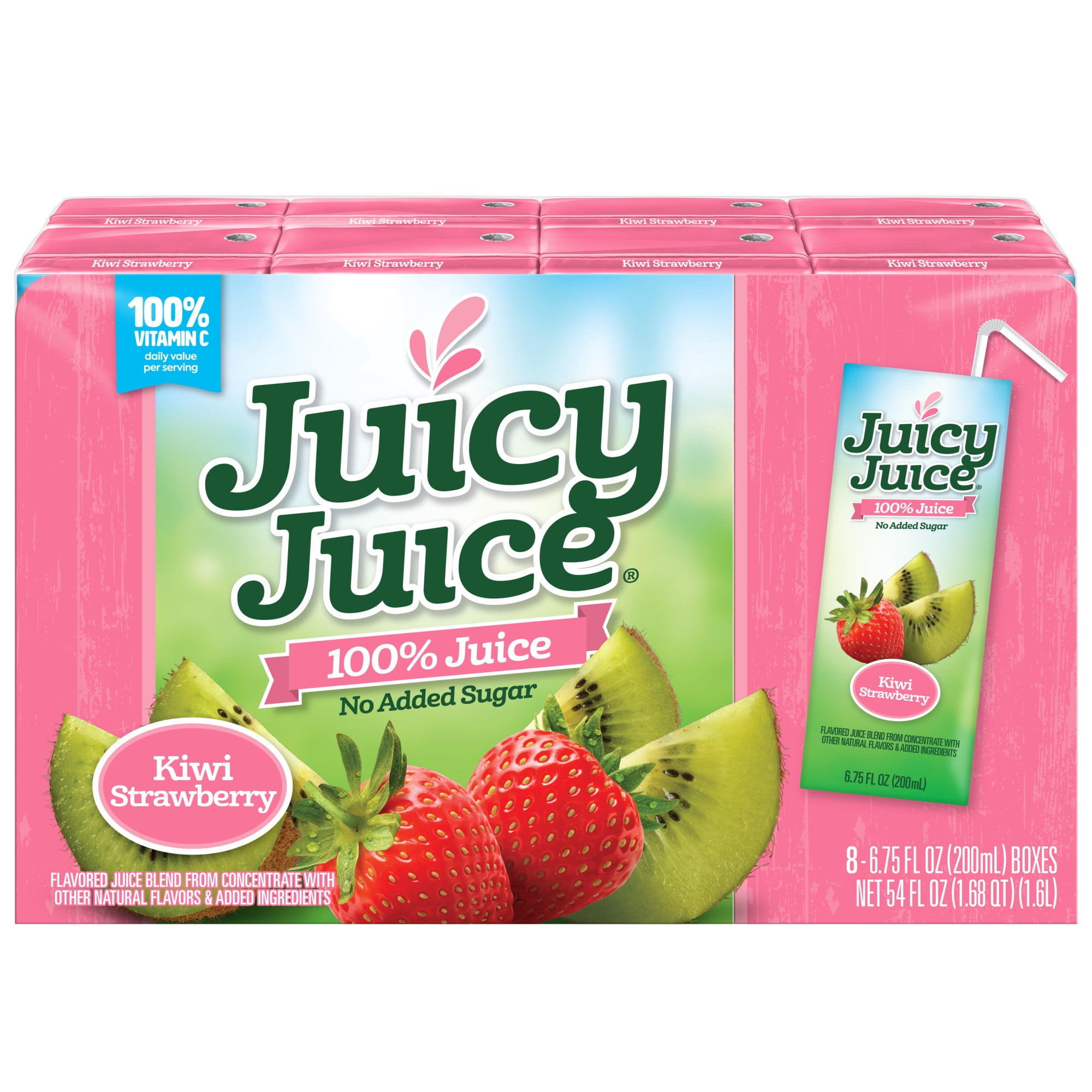 Juicy Juice 100% Juice, Kiwi Strawberry, 8 Count, 6.75 FL Oz Juice ...