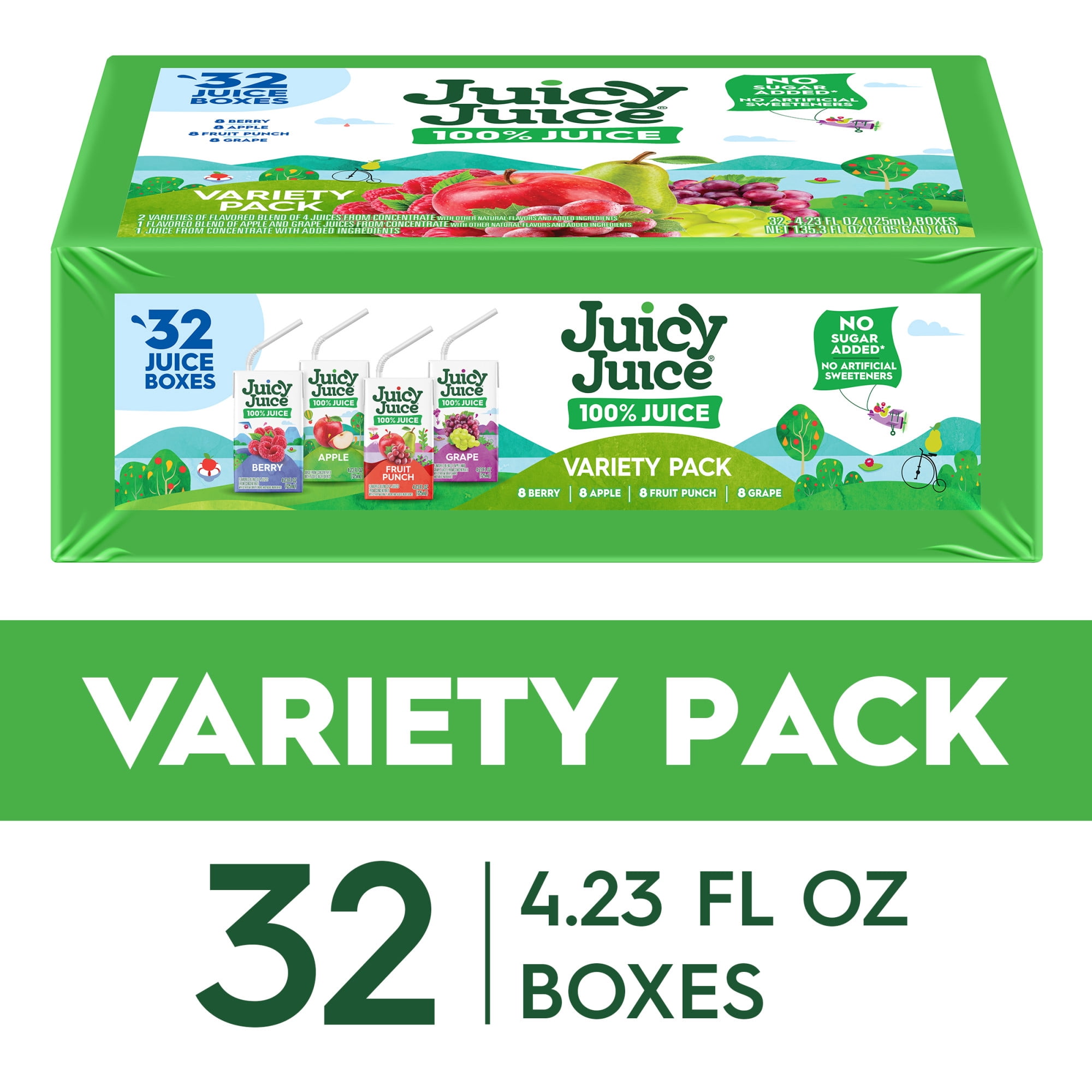 Juicy Juice 100% Fruit Juice Box Variety Pack, 32 Count, 4.23 fl oz ...