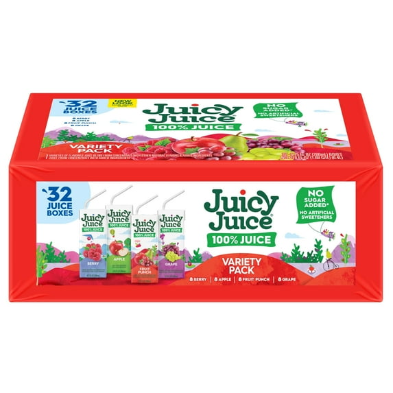 Juicy Juice 100% Juice, Shelf Stable Juice Box Variety Pack, 32 Count ...