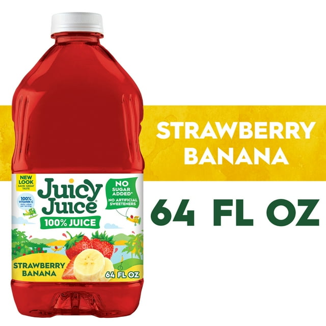 Juicy Juice 100% Fruit Juice, Strawberry Banana Flavor, 64 fl oz Bottle ...