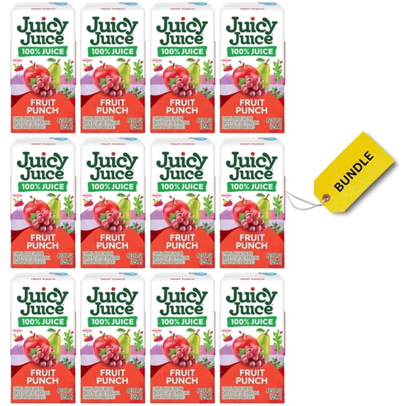 Juicy Juice 12ct Fruit Box Bundle Fruit Punch 4.23oz Fruit Juice 100% ...