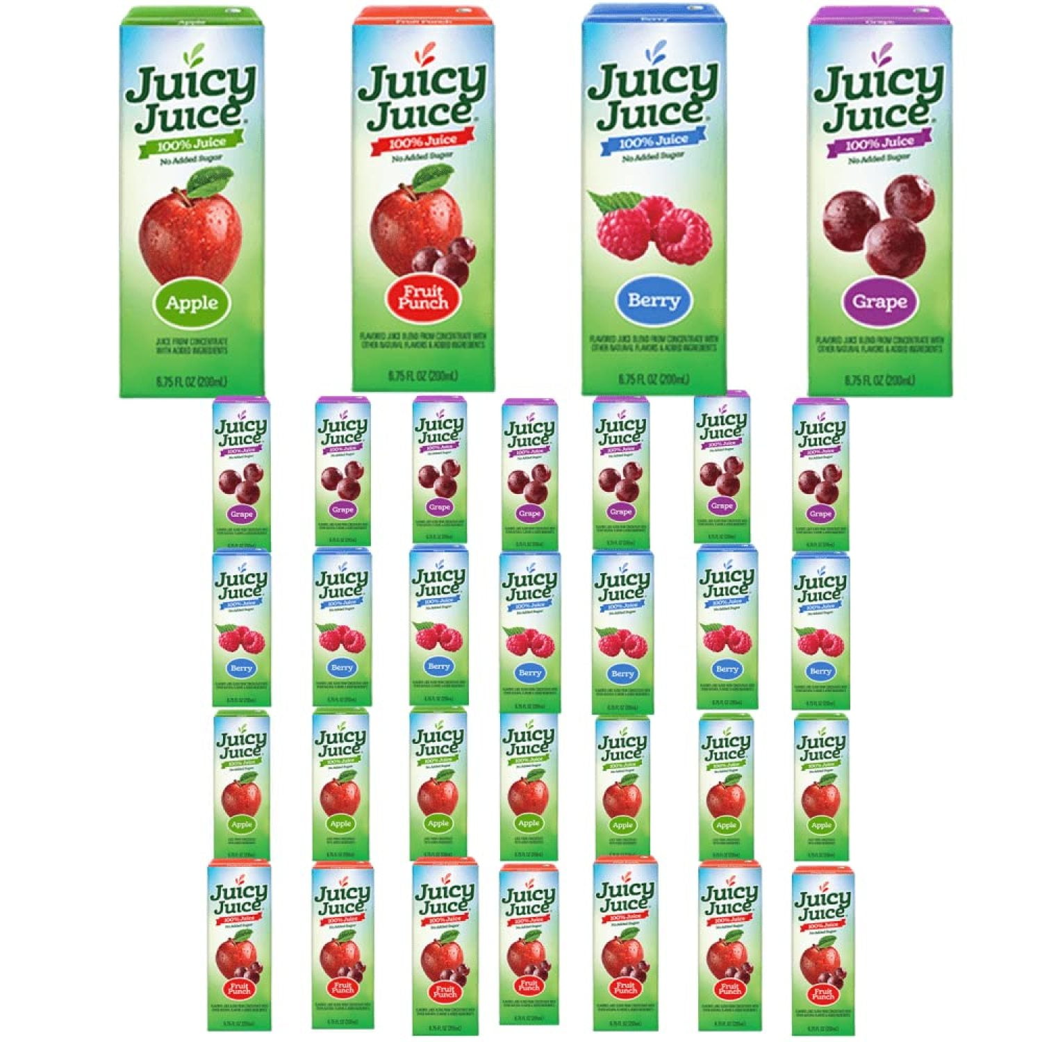 Juicy Juice.Boxes Variety Pack 32 ct - 6.75oz Juice Boxes, 8 of Each Flavor Packaged By MHBF ...