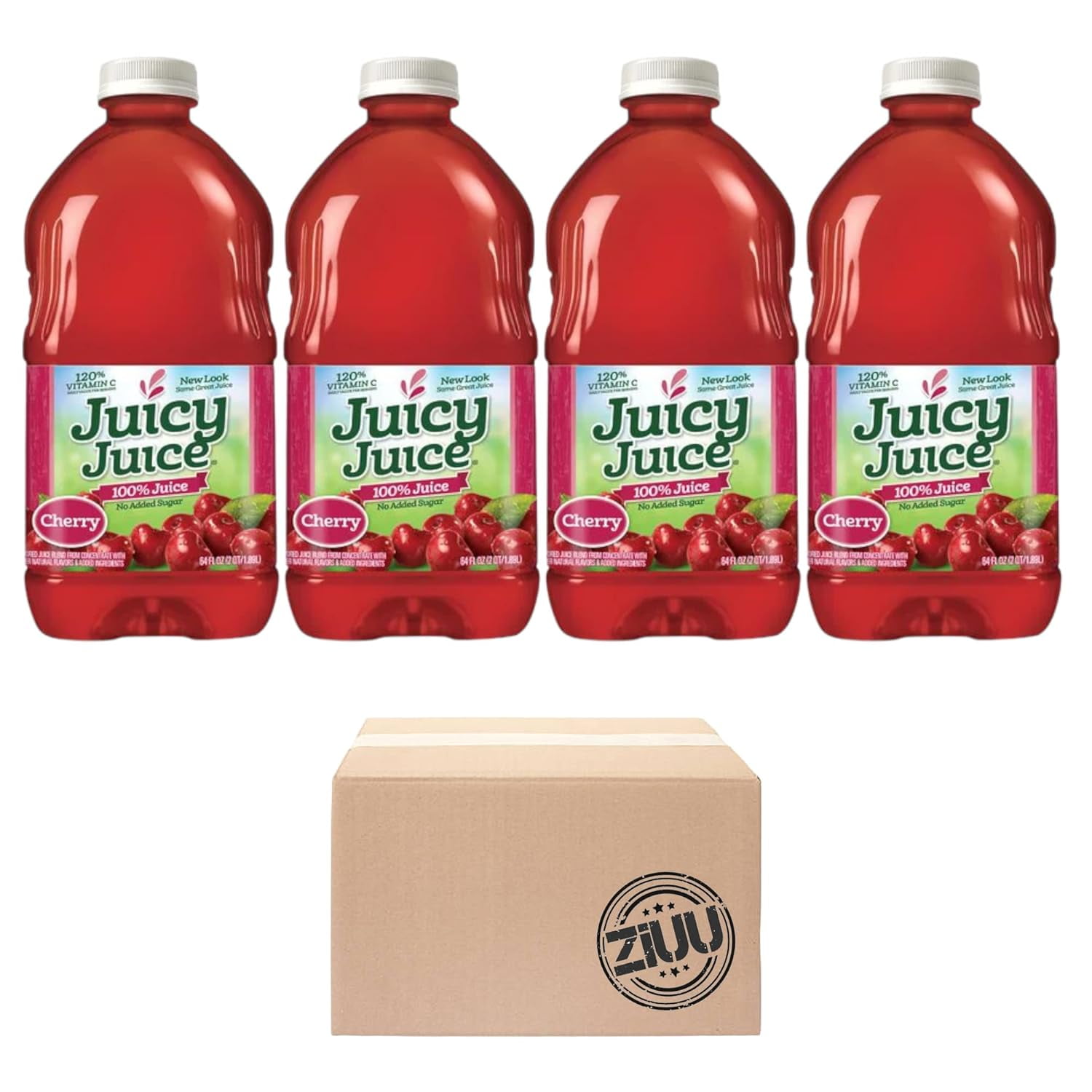 Juicy Juice Cherry 100 Juice Four 64 Fl Ounce Bottles No Sugar Added Drink C 4 Pack By