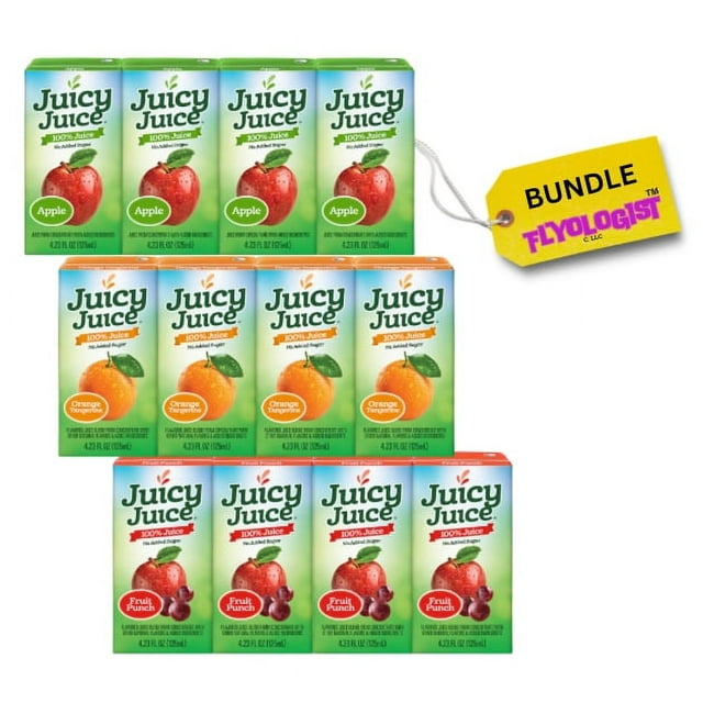 Juicy Juice Variety Pack 12ct Fruit Box Bundle 3 Flavors Apple, Orange ...