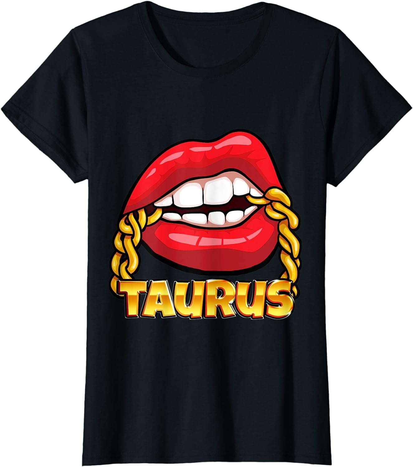 Juicy Lips Gold Chain Taurus Zodiac Sign T-Shirt - Walmart.com