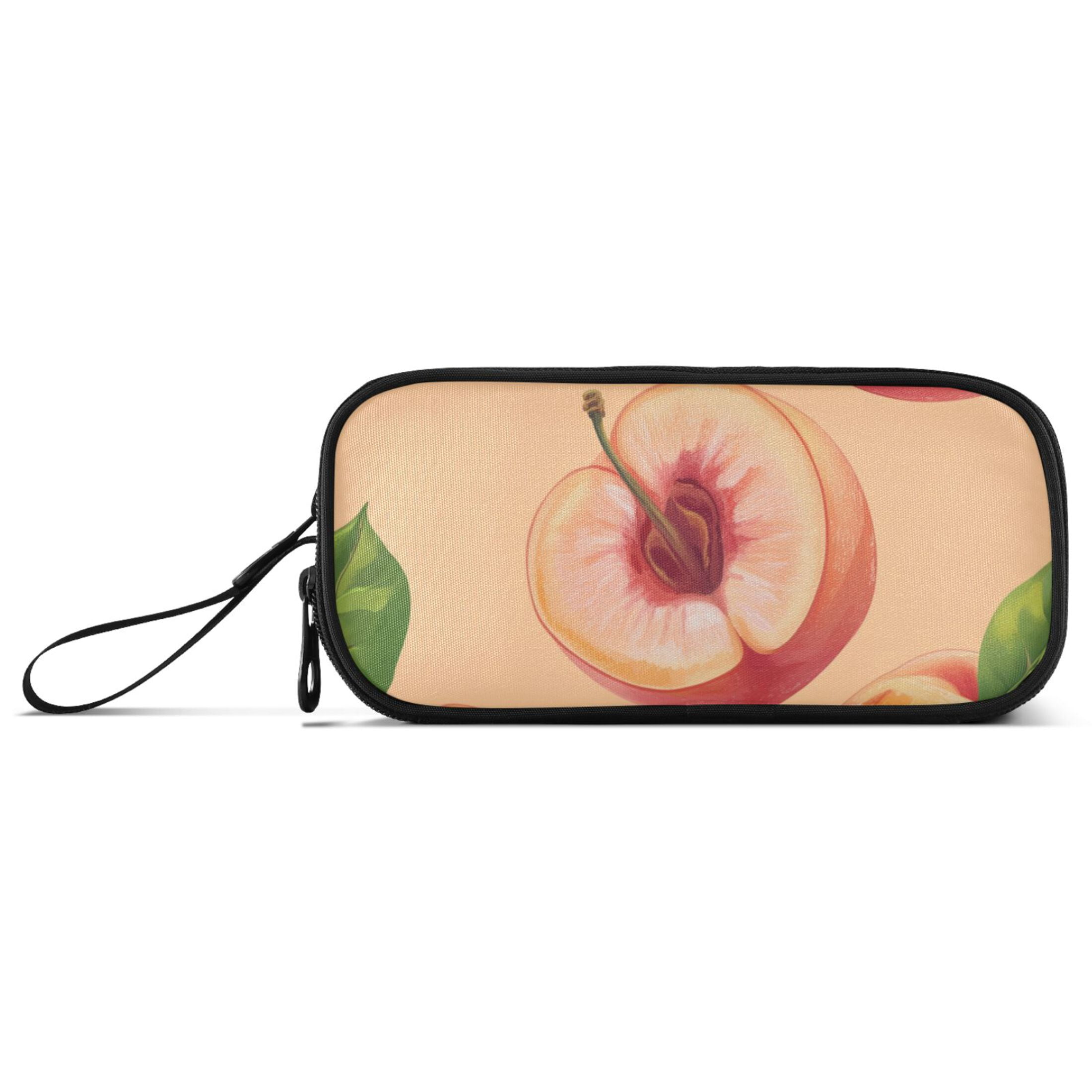 Juicy Peaches Leaves Cartoon Pencil Case Stationary Holder Pen Bag ...